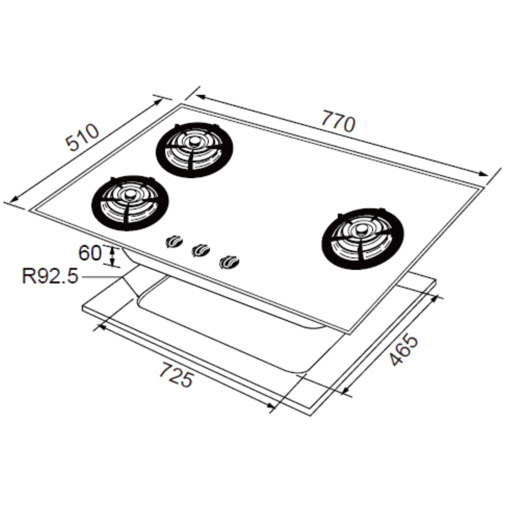 三口檯面爐 JT-GC309S